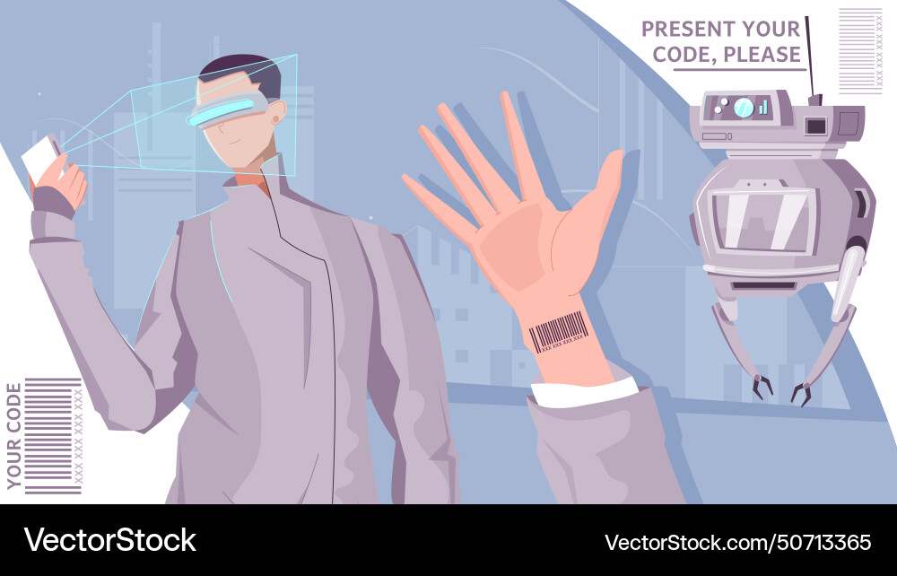 People barcode flat composition Royalty Free Vector Image