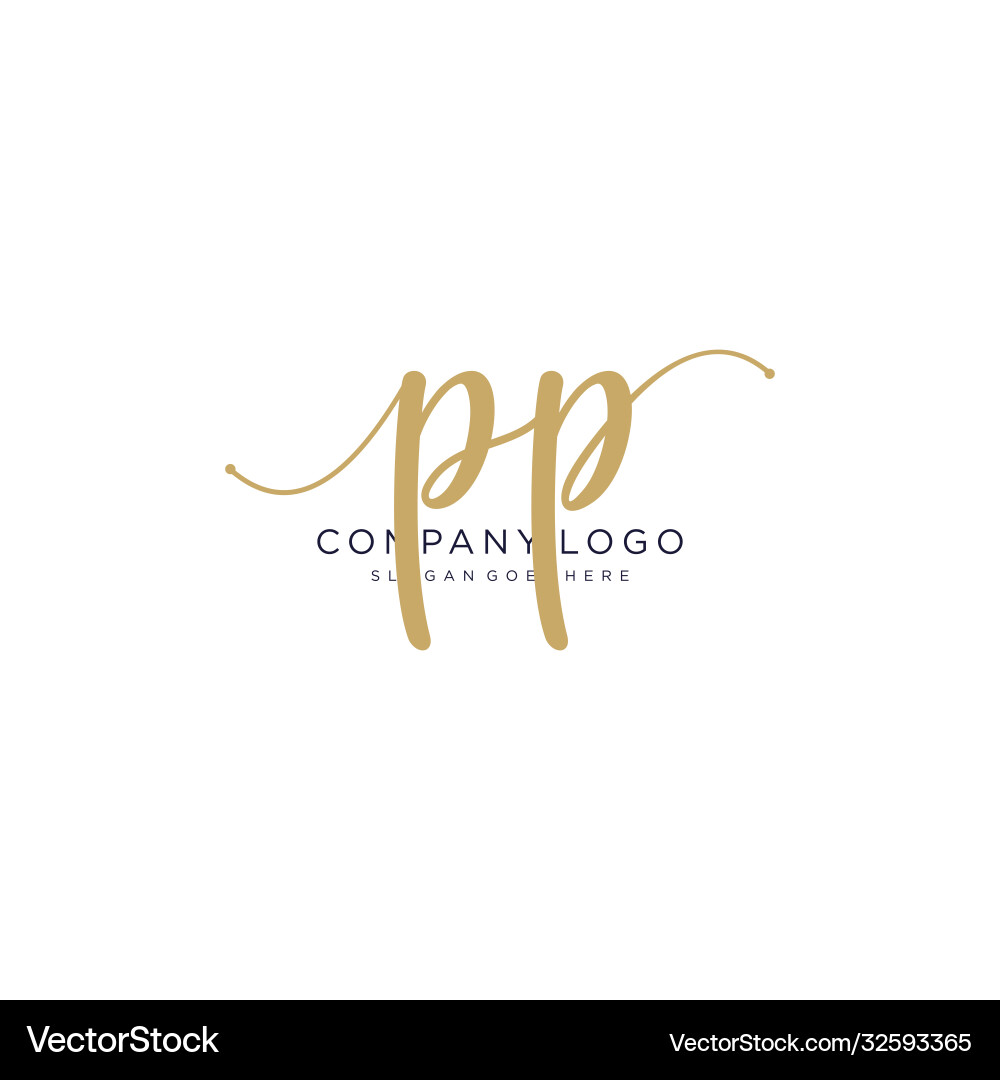 Pp initial handwriting logo design Royalty Free Vector Image