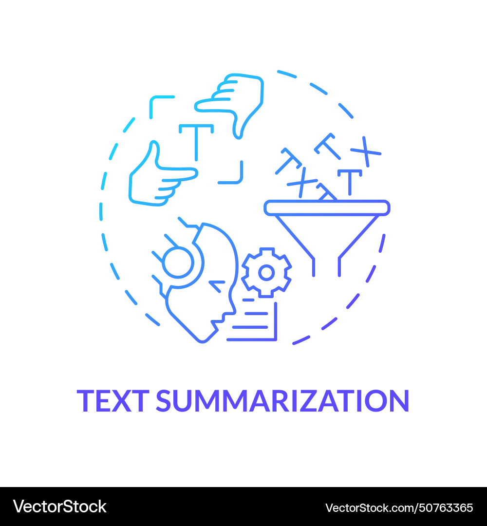 Text summarization blue gradient concept icon Vector Image Text summarization blue gradient concept icon Vector Image