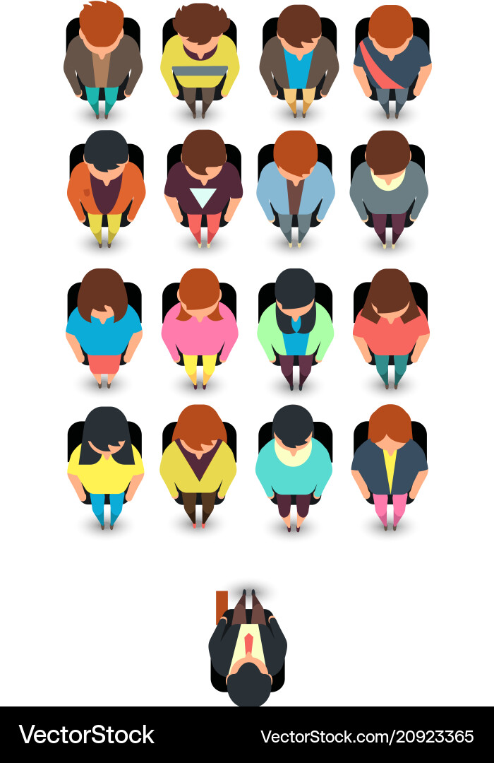 Top view people sitting in chairs lecture Vector Image