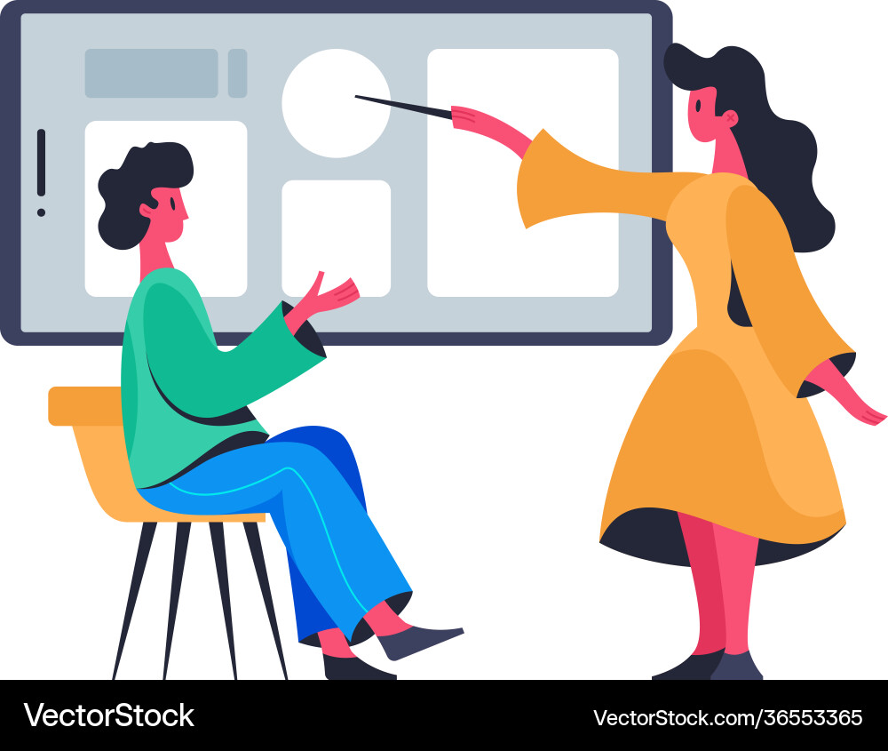Tutoring lesson flat composition Royalty Free Vector Image
