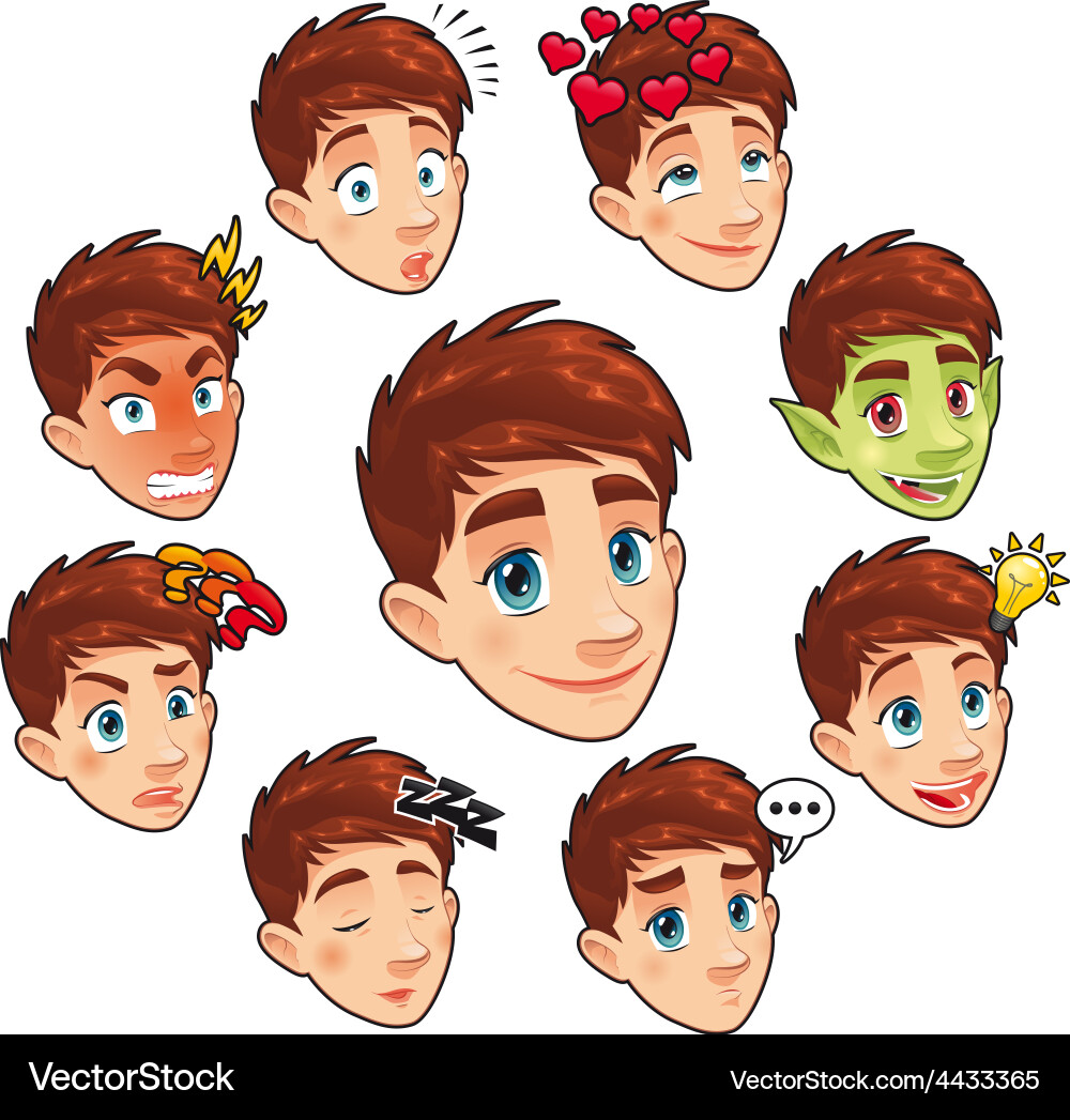 Various expressions of boy Royalty Free Vector Image
