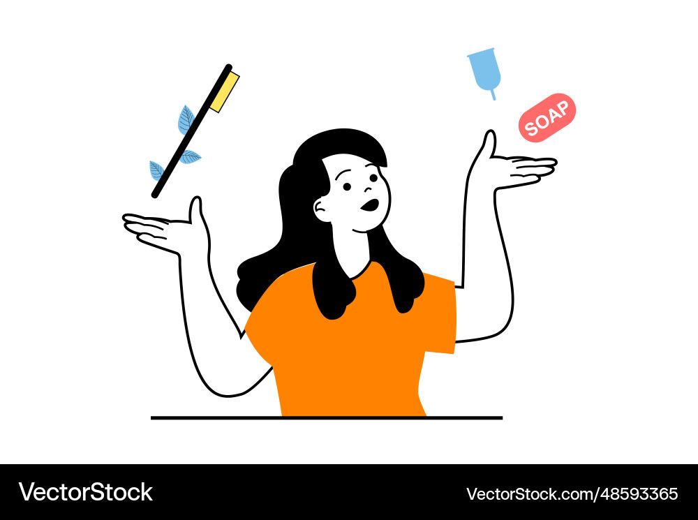 Zero waste concept with people scene in flat web Vector Image