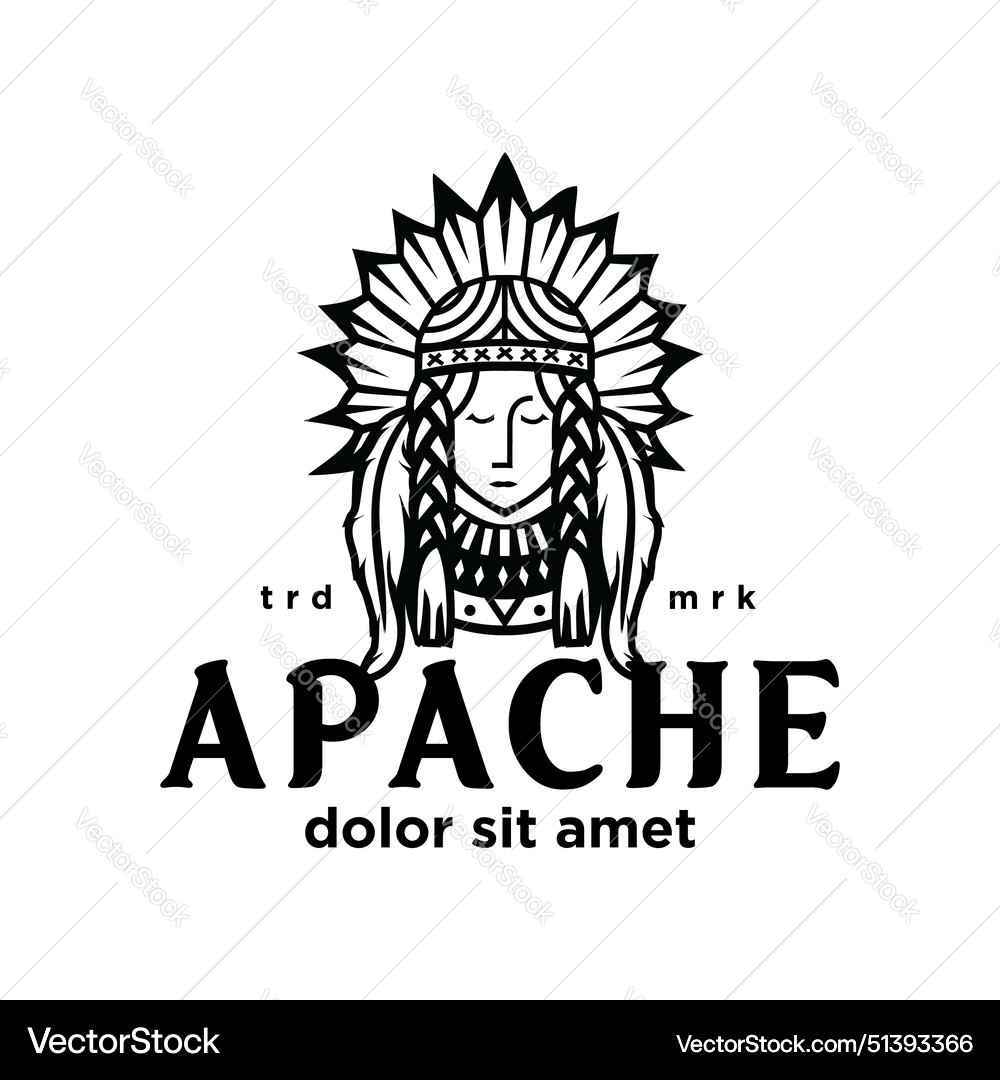 Native american indian apache tribes girls logo Vector Image