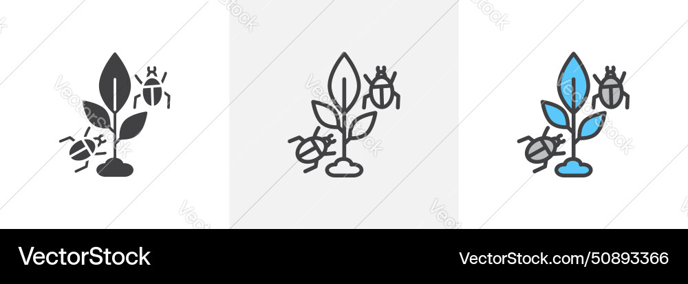 Pest plant icon set crop disease control from Vector Image