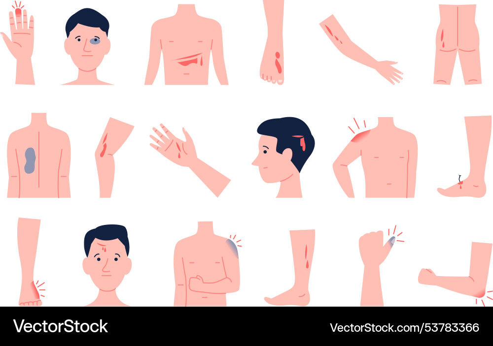 Physical injury human body parts with various Vector Image