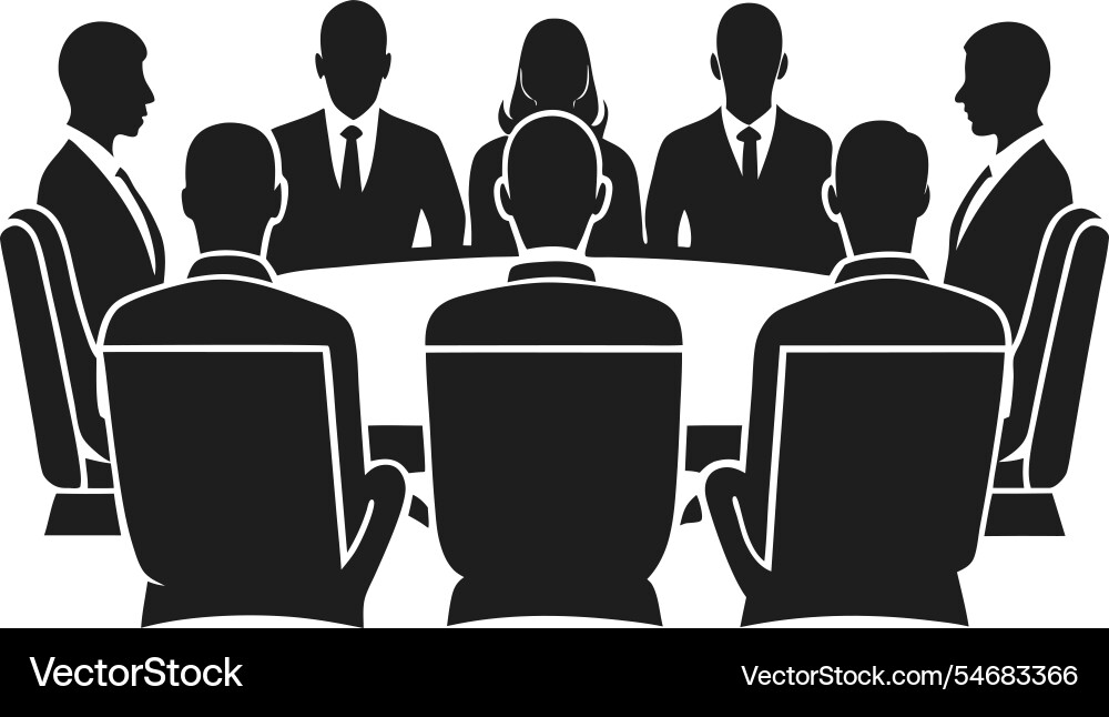 Professional roundtable meeting silhouette Vector Image
