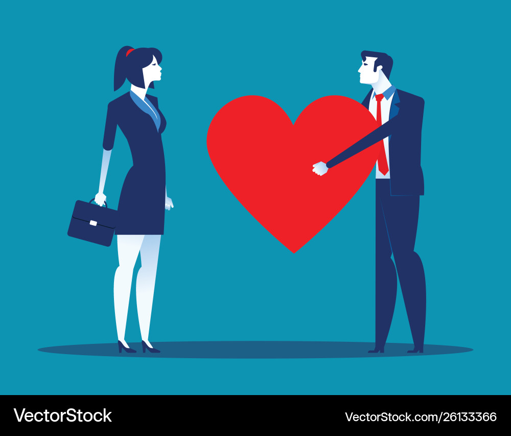 Sincerity business people giving heart Royalty Free Vector