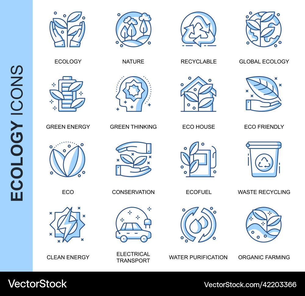 Thin line ecology related icons set Royalty Free Vector