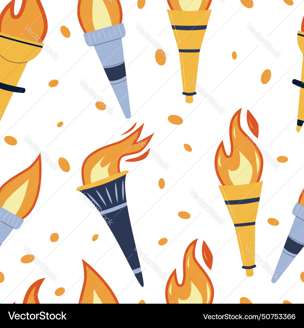 Torches with burning flame seamless pattern Vector Image