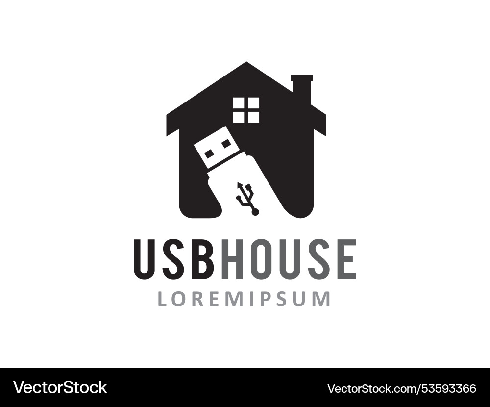 Usb house logo symbol or icon template Royalty Free Vector