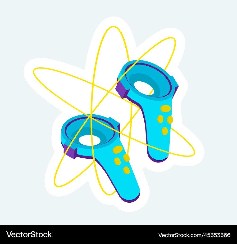 Virtual reality device and controllers for gaming Vector Image