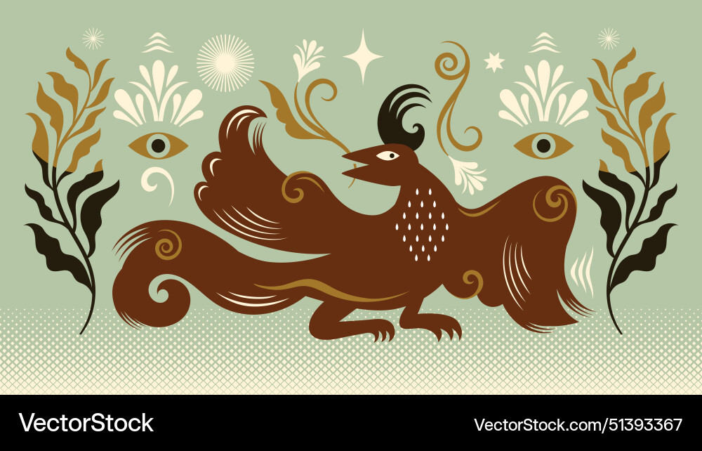 Bird folk art Royalty Free Vector Image - VectorStock