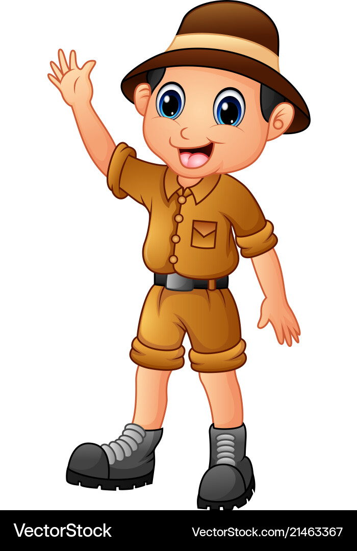 Cartoon zoo keeper man waving hand Royalty Free Vector Image