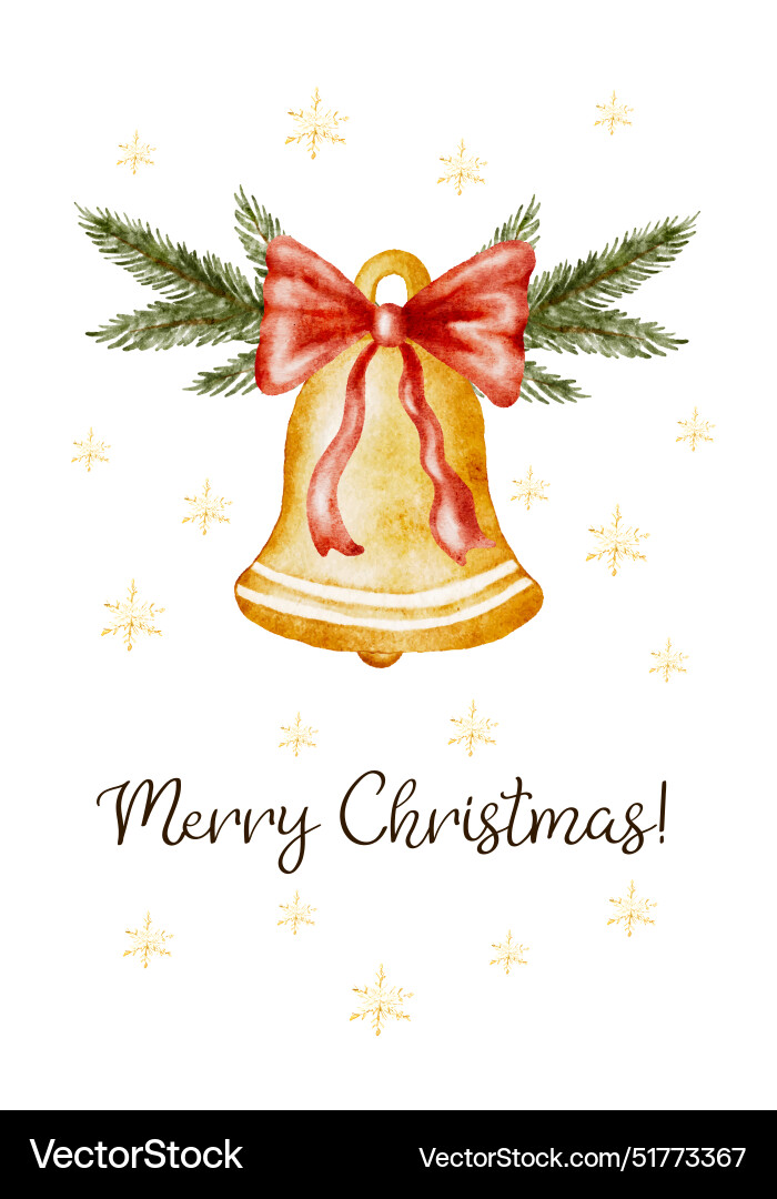 Christmas greeting card design with bell Vector Image