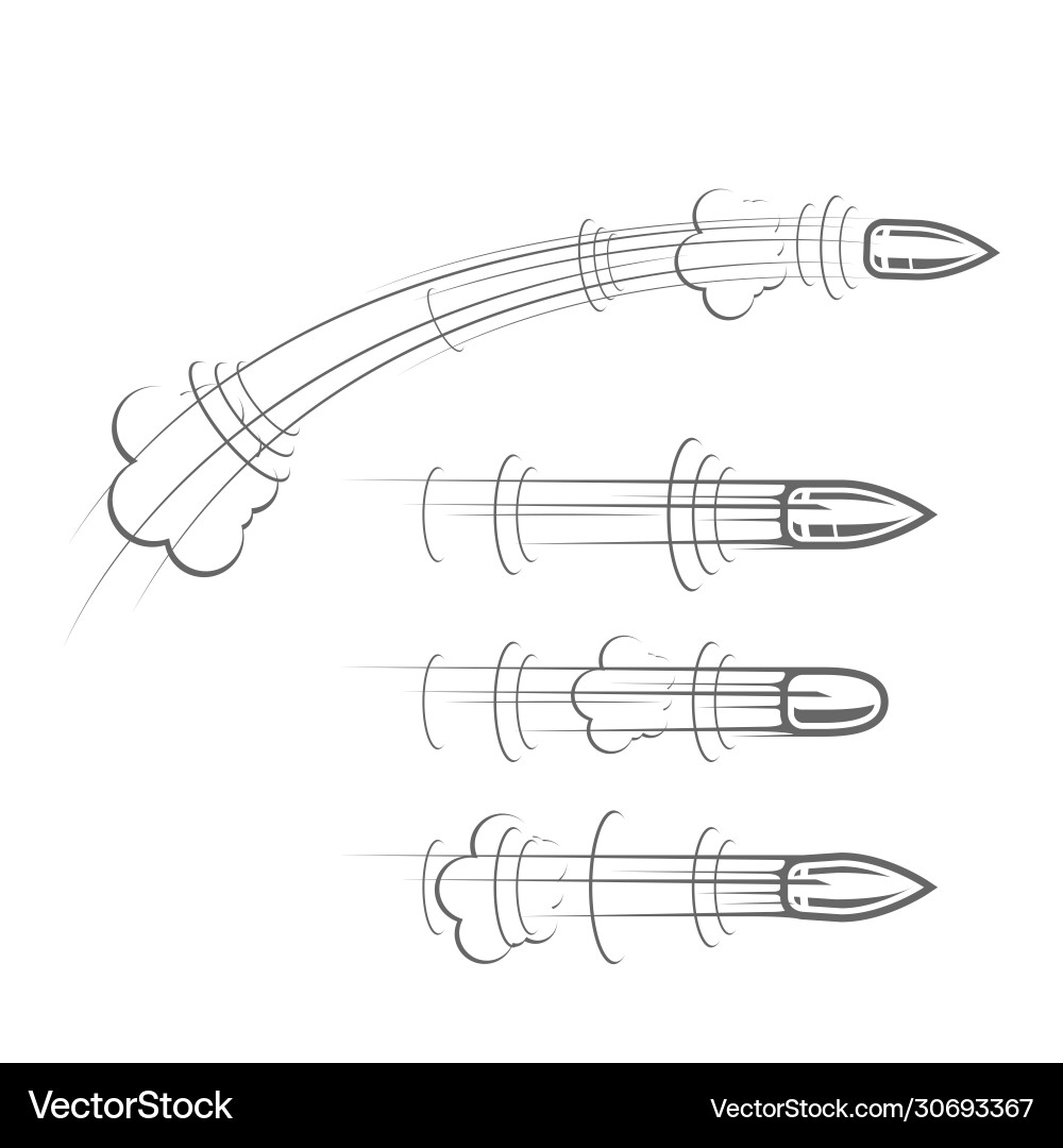Comic style bullets in flight cartridge cartoon Vector Image