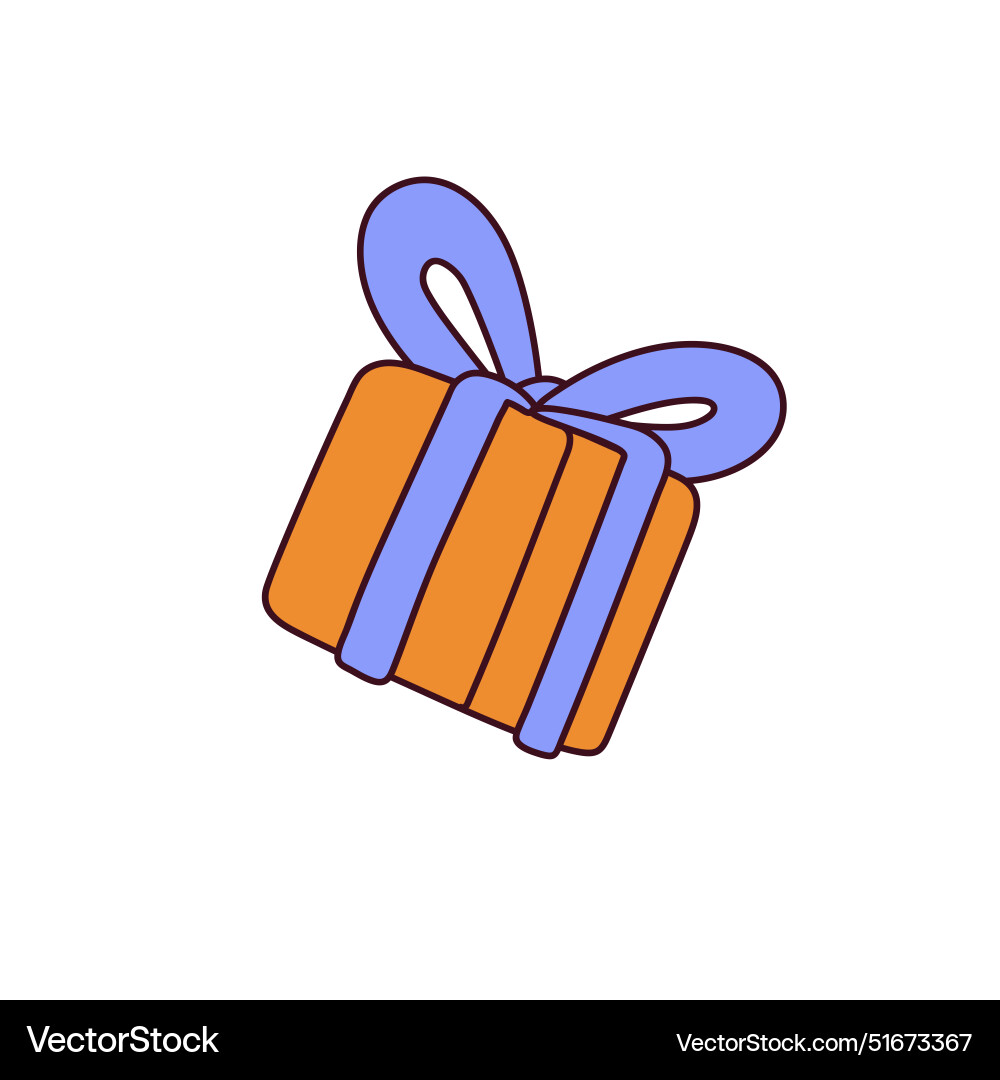 Festive gift in wrapping paper with ribbon bow Vector Image