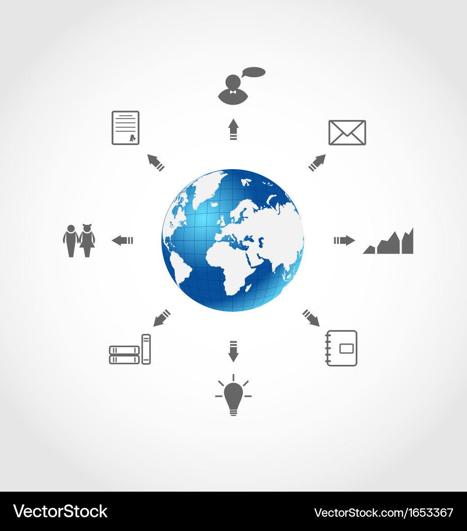 Global internet communication set business Vector Image