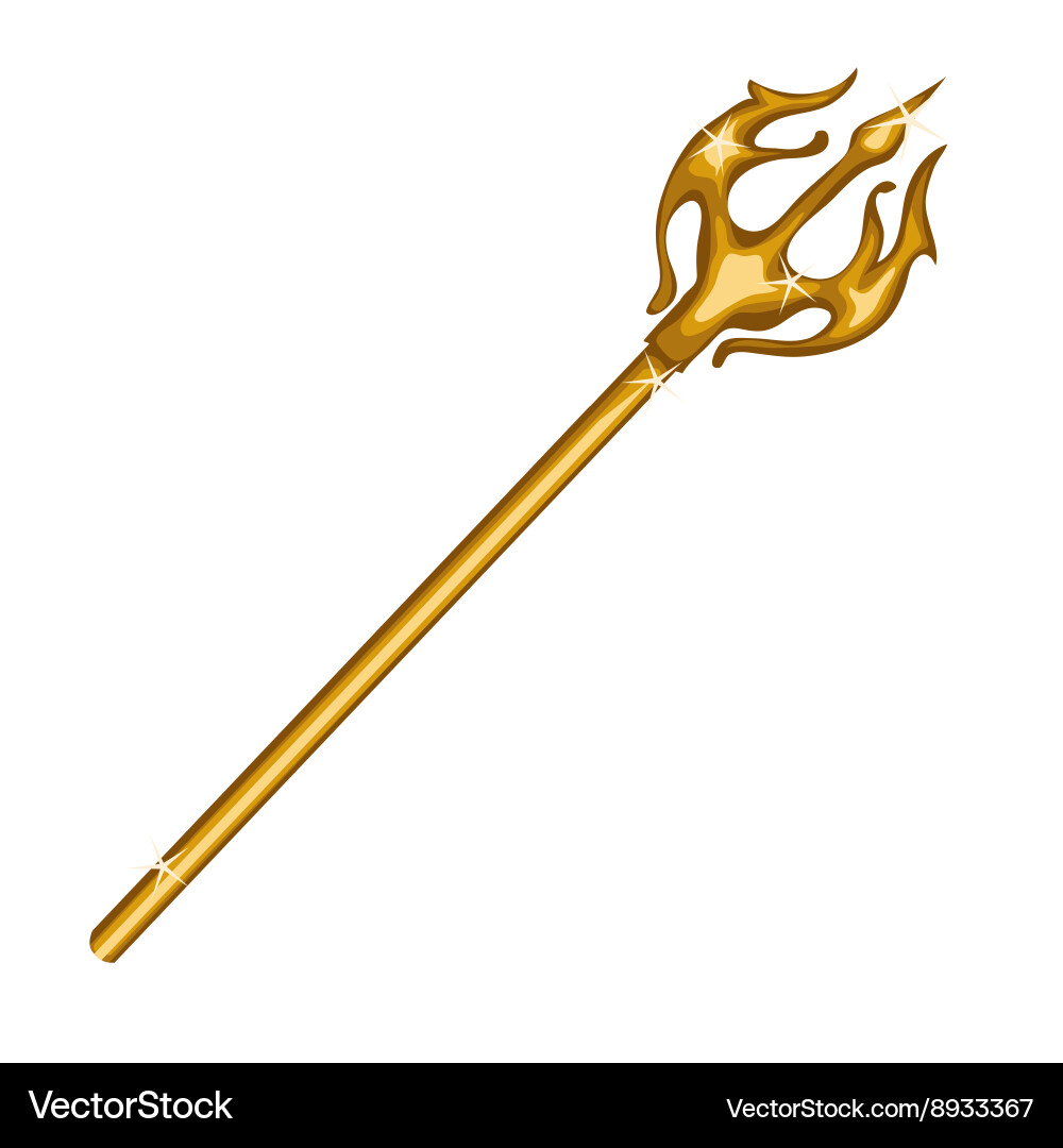 Gold Trident with Sparkling Effect Royalty Free Vector Image