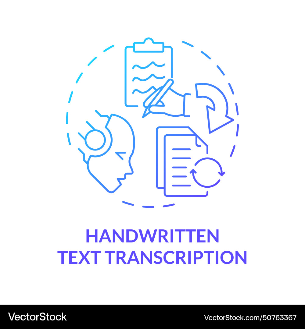 Handwritten text transcription blue gradient Vector Image