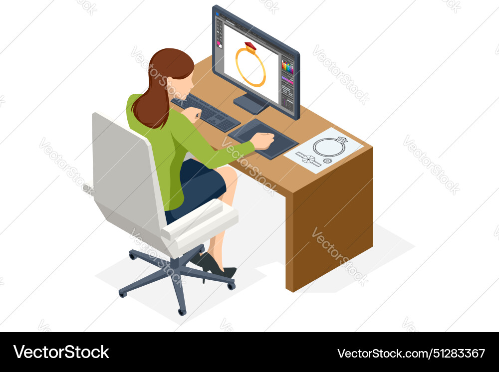 Isometric Gold Ring Creation Royalty Free Vector Image
