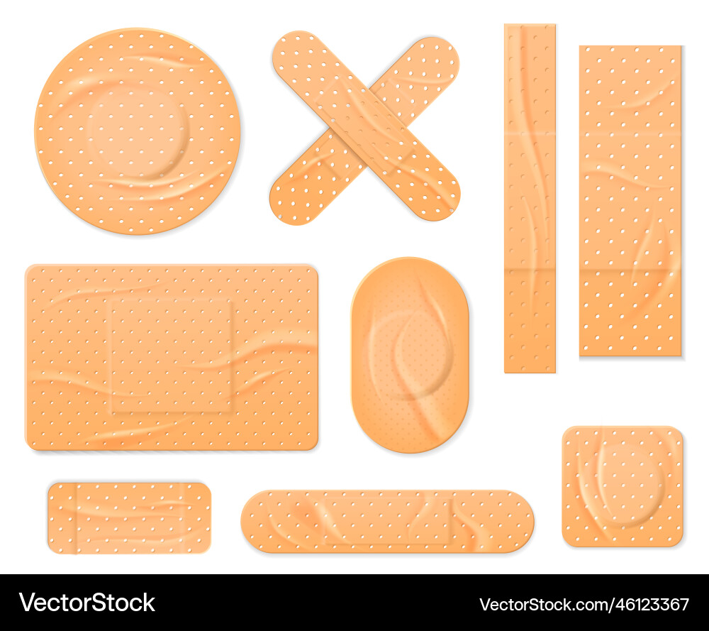 Medical adhesive bandages set Royalty Free Vector Image