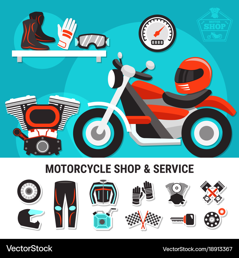 Motorcycle shop and service Royalty Free Vector Image