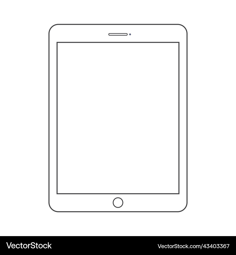 Outline drawing tablet elegant thin line style Vector Image