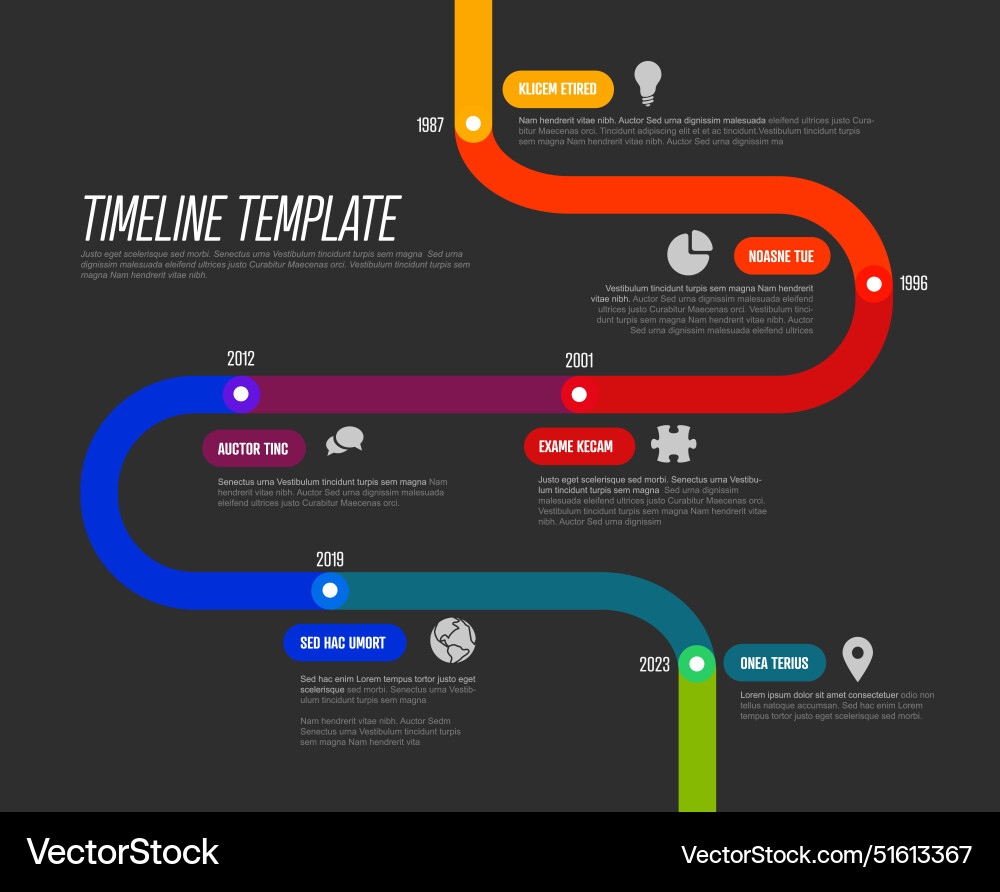 Thick line dark infographic graph timeline Vector Image