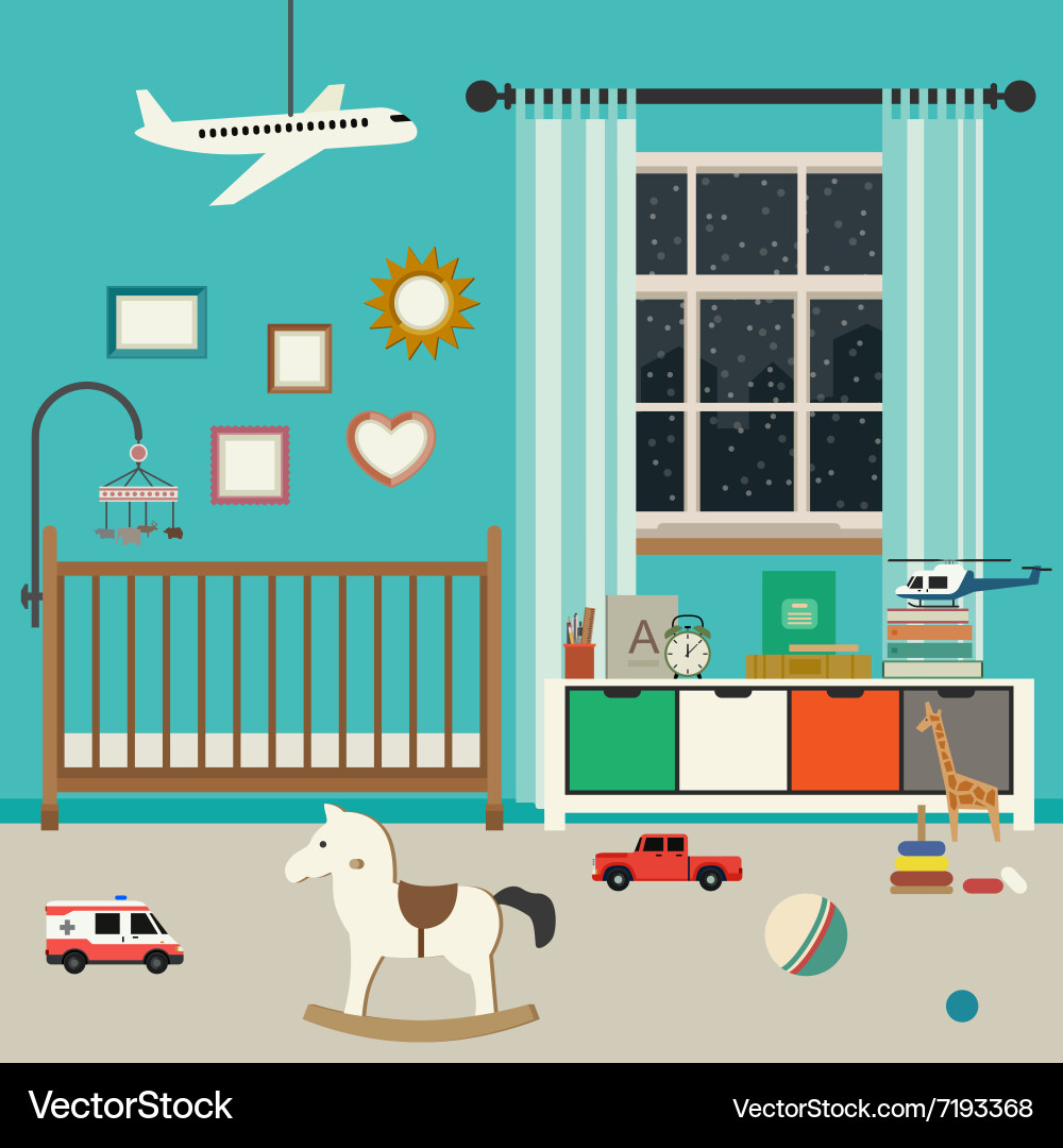 Baby room interior Royalty Free Vector Image - VectorStock