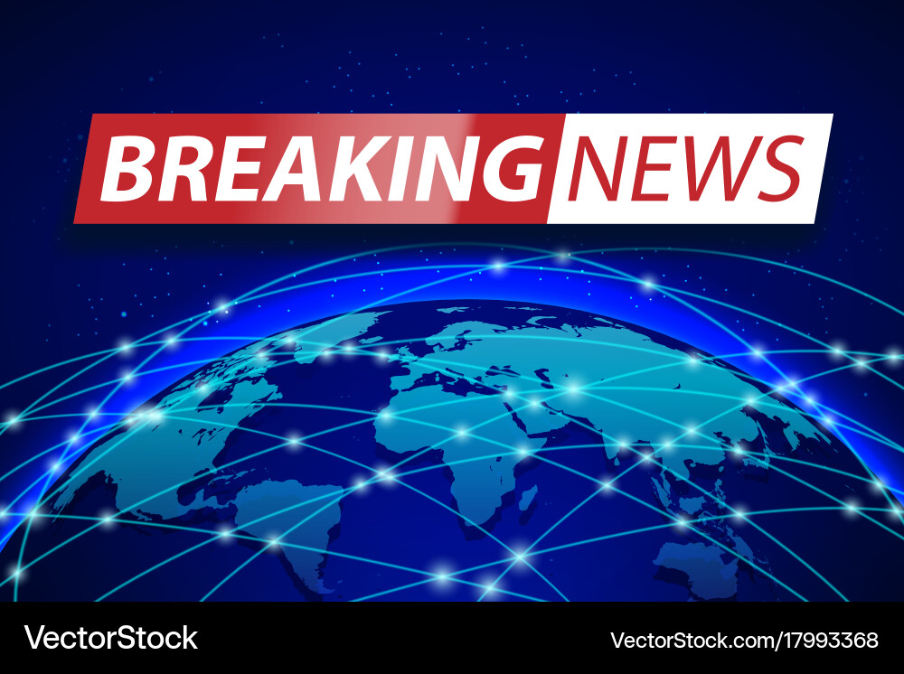 Breaking news live on blue world map background Vector Image
