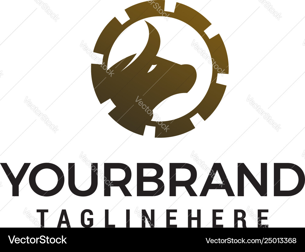 Bull gear logo design concept template Royalty Free Vector