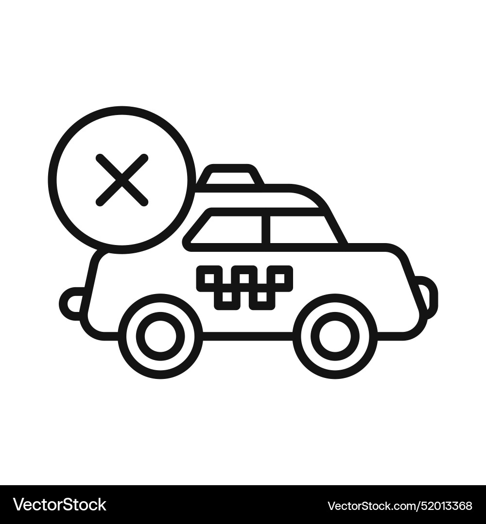 Cancel ordered taxi icon black line art Royalty Free Vector