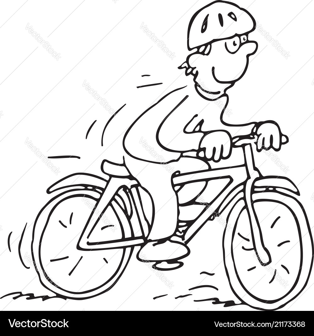 Cartoon cyclist outlined Royalty Free Vector Image