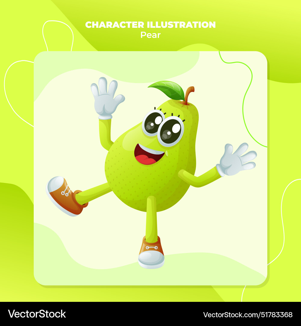 Cute pear character smiling with a happy Vector Image