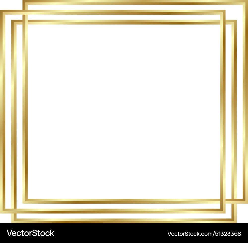 Gold shiny glowing frame with shadows isolated Vector Image