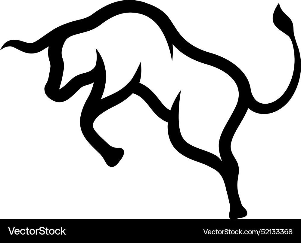 Jumping bull silhouette logo Royalty Free Vector Image
