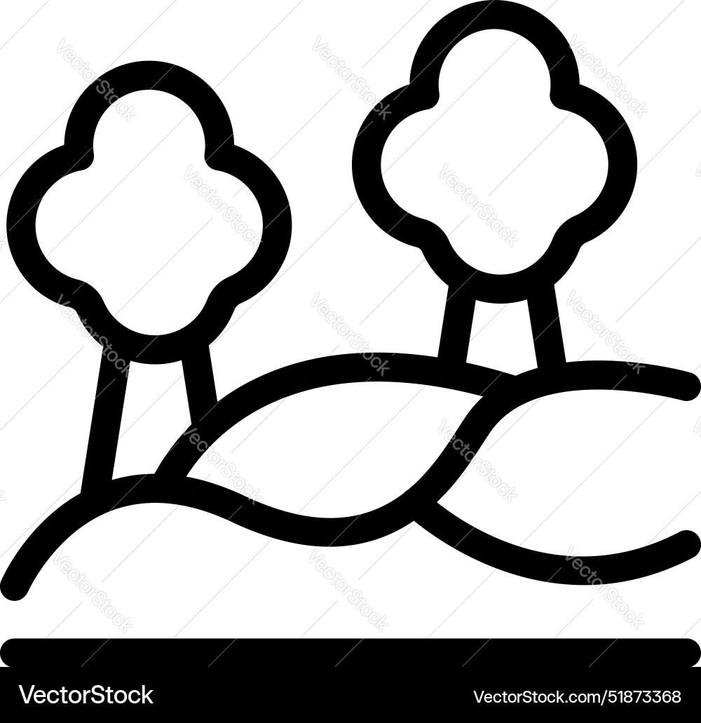 Minimalist landscape showing two trees growing Vector Image