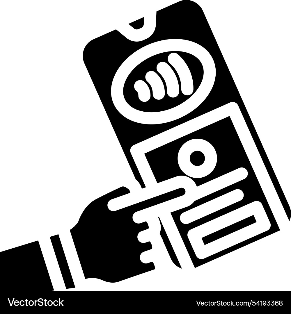 Nfc tap to unlock technology glyph icon Royalty Free Vector