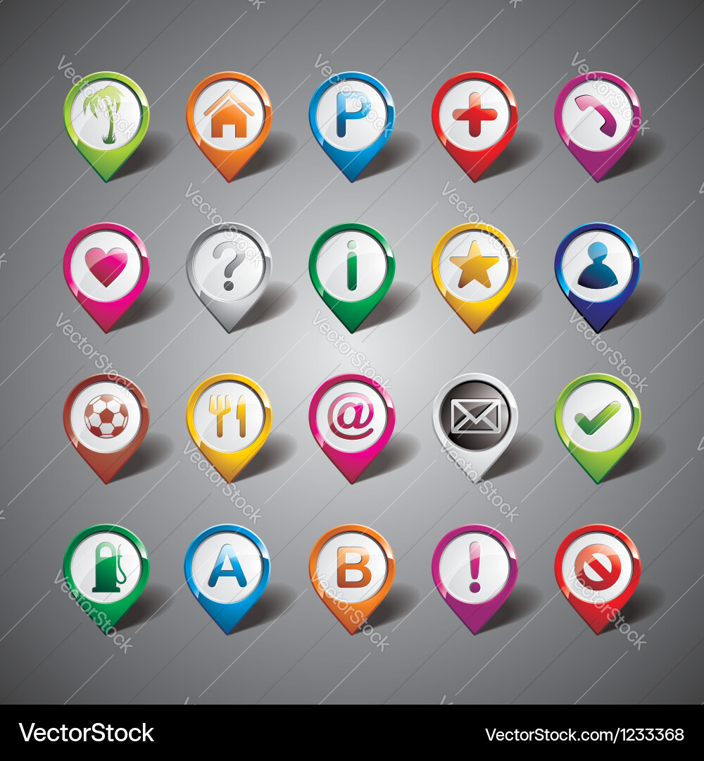 Pointer icon set on gray background Royalty Free Vector