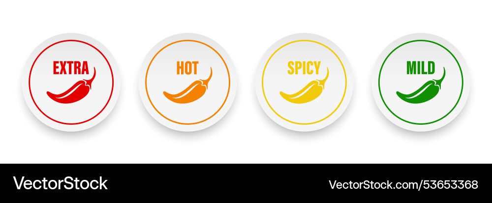 Realistic round stickers with spicy chili Vector Image