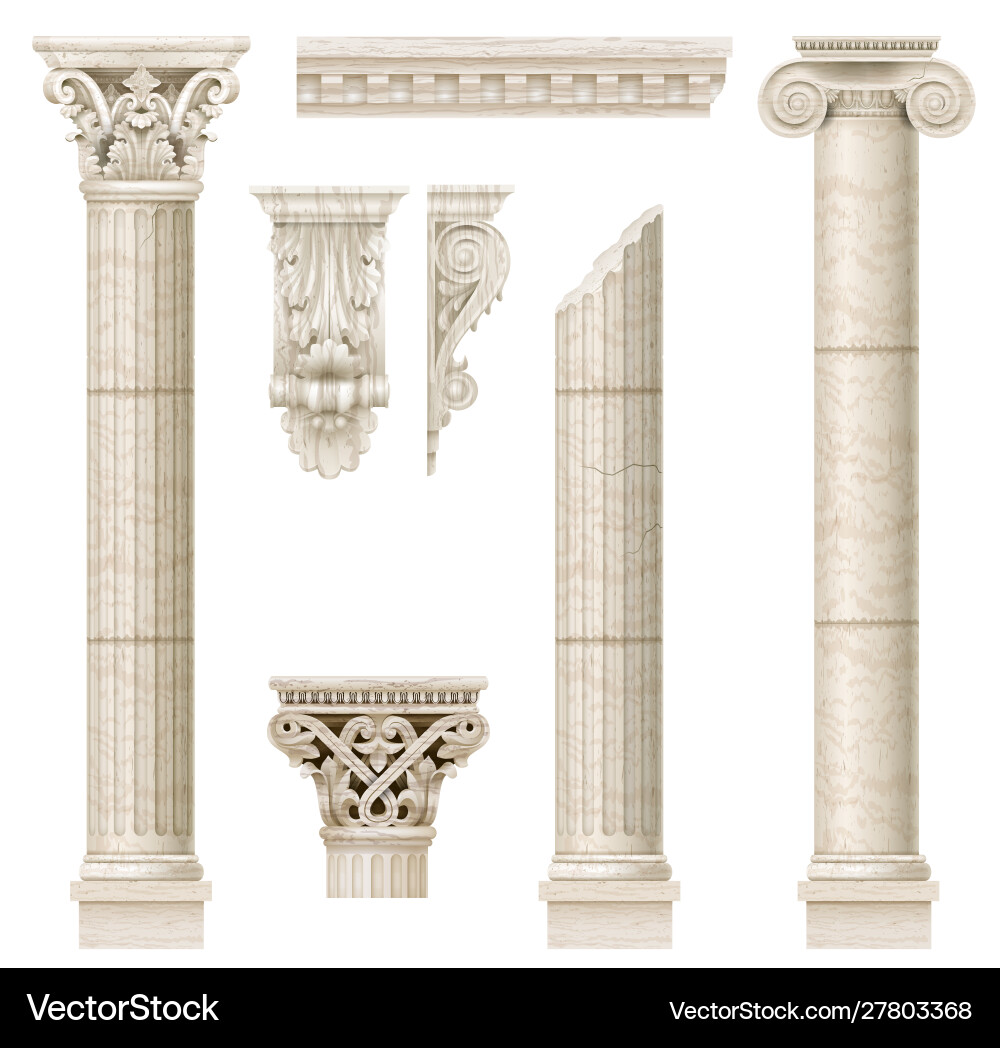 Set old classical columns Royalty Free Vector Image