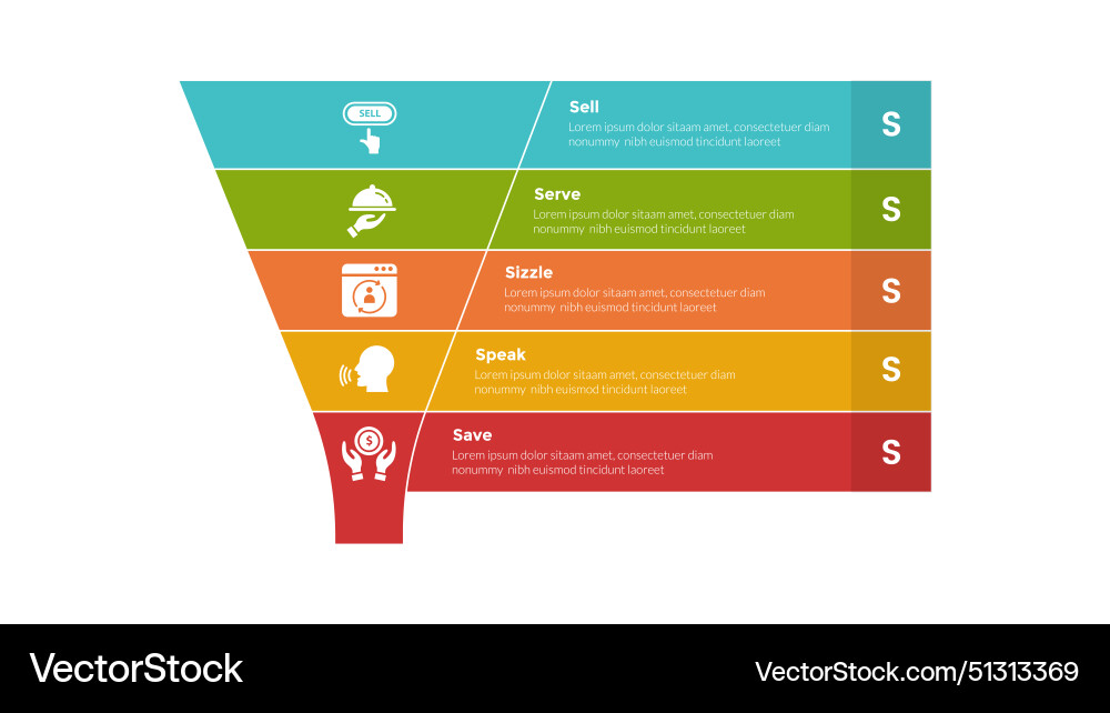 5s model marketing infographics template diagram Vector Image