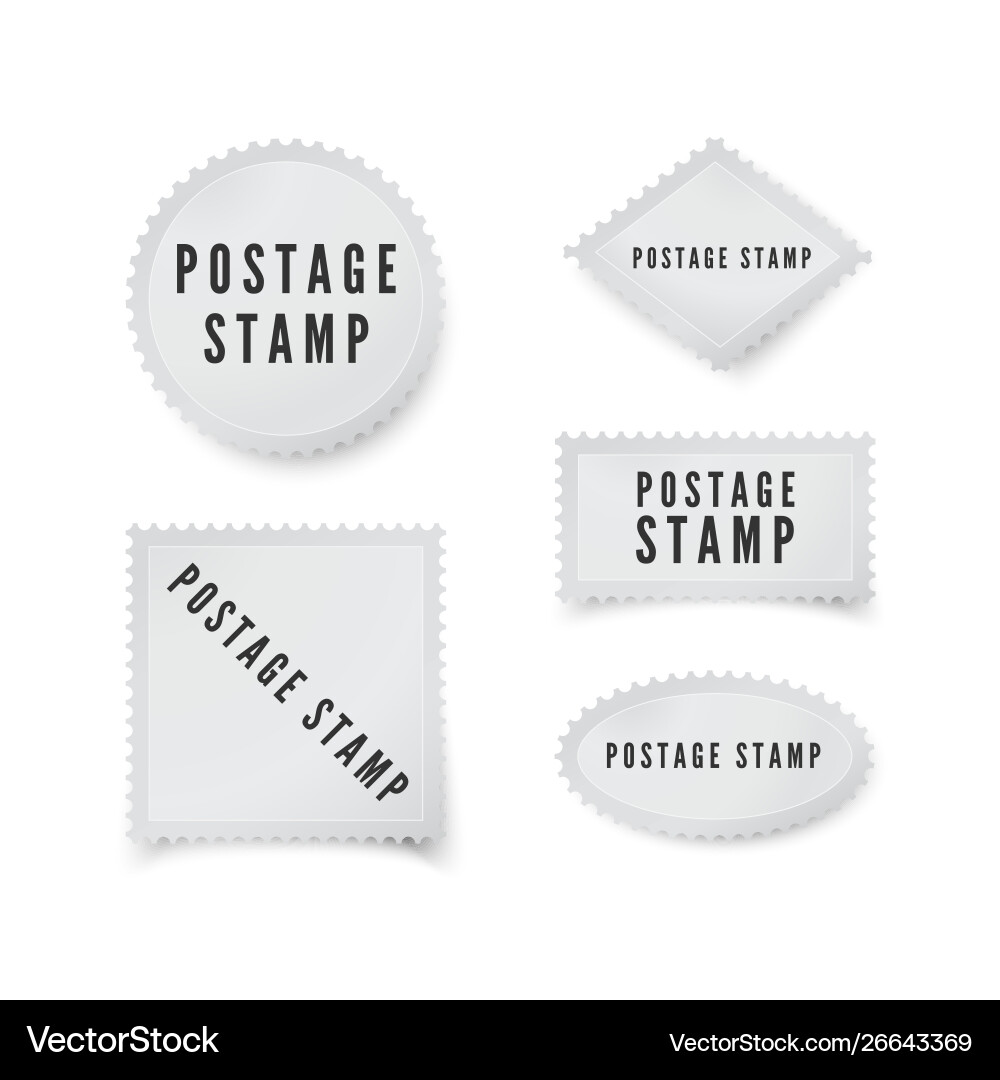 Empty postal stamp template with shadow Royalty Free Vector