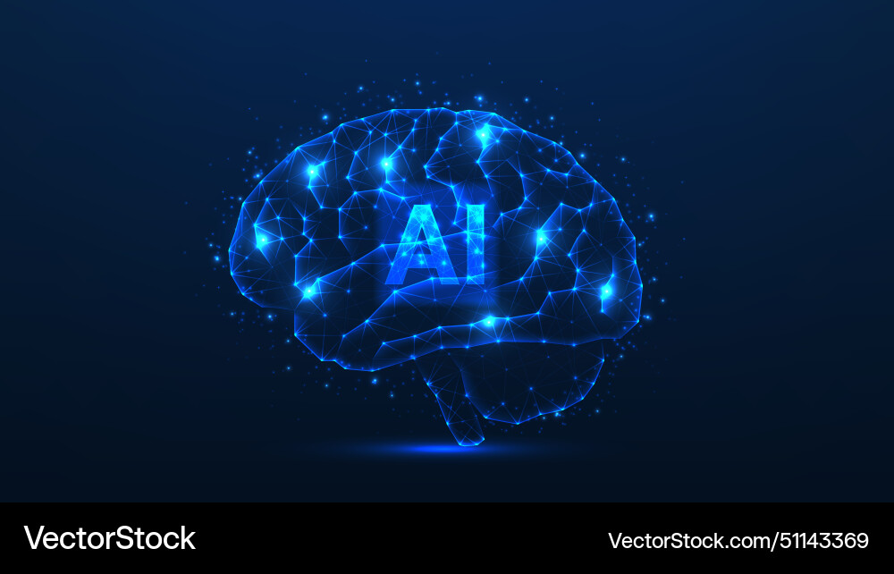 Futuristic AI Brain Concept Royalty Free Vector Image