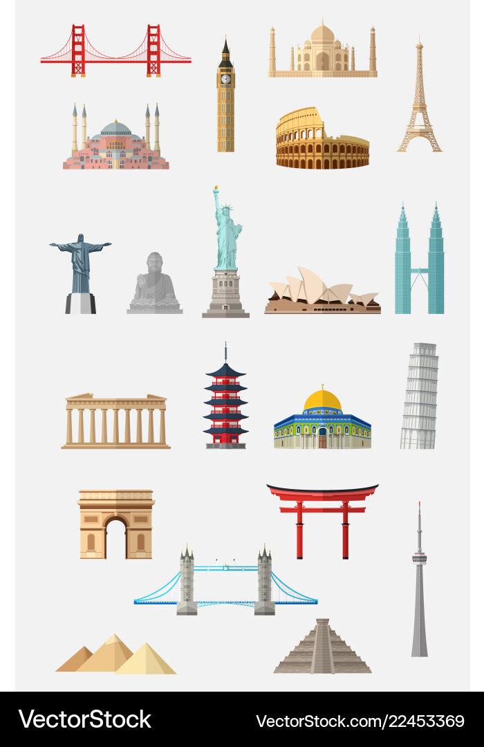 Global Landmark Icons Royalty Free Vector Image