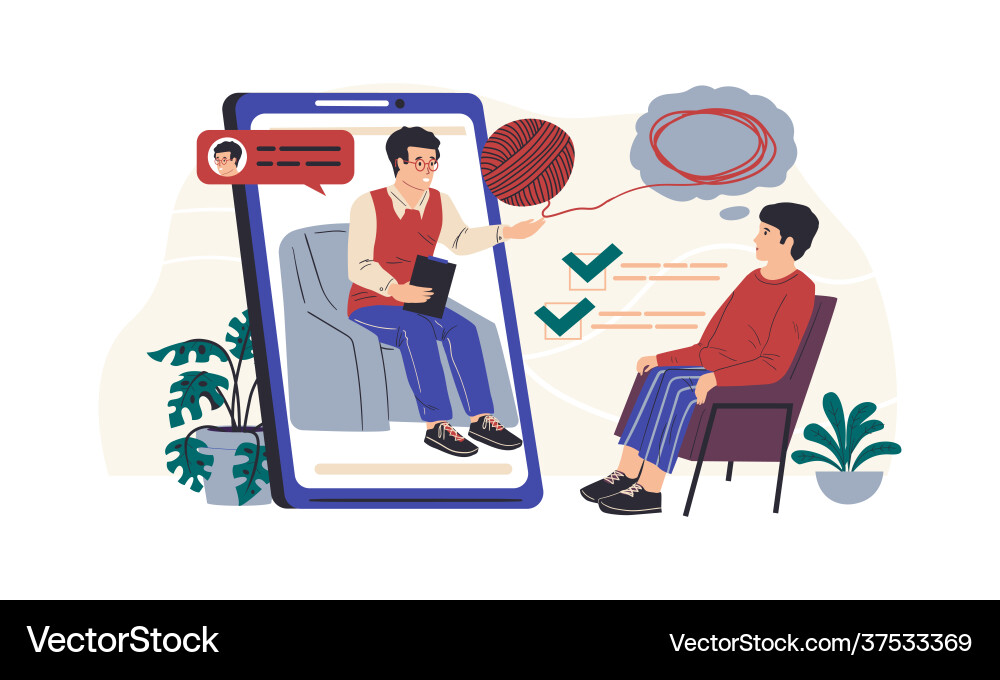 Online therapy psychologist counseling Royalty Free Vector
