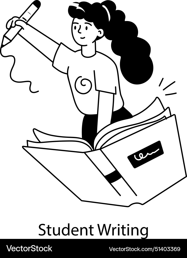 Student writing Royalty Free Vector Image - VectorStock