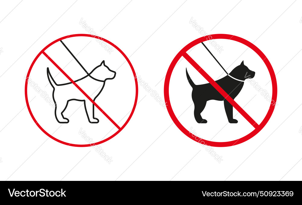 Walk with pet not allowed warning sign set dog Vector Image