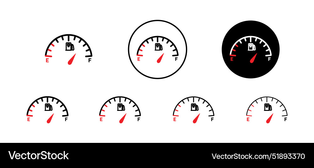 Car fuel indicator icon set collection for web Vector Image
